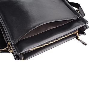 Henmifyer Leather Messenger Sling Crossbody Shoulder Bag for Travel Work Business Magnetic Buckle Adjustable straps (Brown)