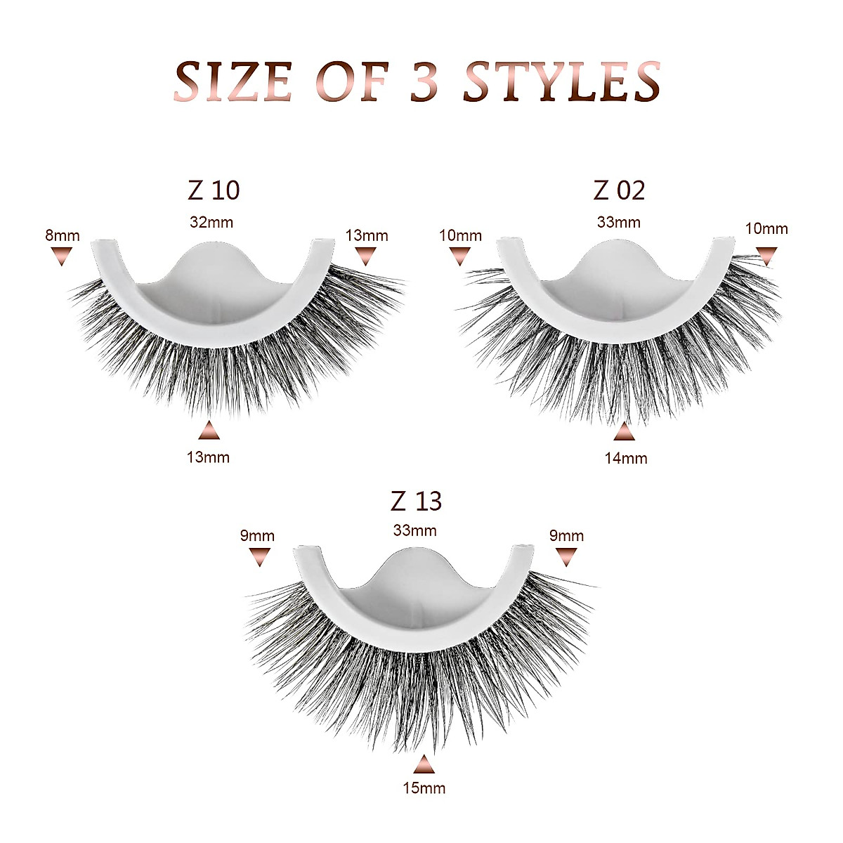 AmoVee Self Adhesive Eyelashes, Eyelashes Fluffy Natural Look No Glue Needed, Reusable False Lashes Easy put on (Pack of 3 Pairs)