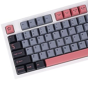 GEKUCAP Custom Keycaps 173 Keys Black Grey Pink Keycaps Double Shot PBT Keycap Set Cherry Profile for 60% 65% 75% 95% Cherry MX Switches ISO ANSI Layout Mechanical Keyboard