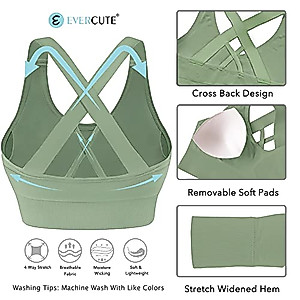 Evercute Sports Bra for Women Padded Medium Support Criss Cross Strappy Bras Seamless High Impact Yoga Exercise Athletic Bras