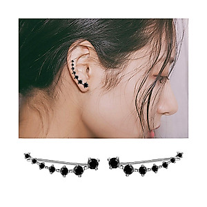 Ear Jewelry for Women 7 Star Ear Cuffs Climber Earrings 925 Sterling Silver Hypoallergenic Earring with Cubic Zirconia for Birthday Gift