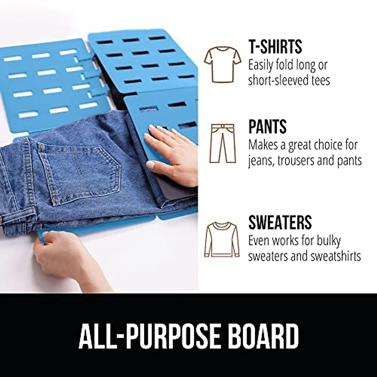 Gorilla Grip Shirt Folding Board, Easy Fast T-Shirt and Clothes Folder, Adult Clothing, Durable Plastic Organizer, Compact for Travel, Laundry Boards, Tshirt Flipfold Tool, Aqua