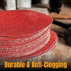 POWERTEC 110341V 9-Inch PSA Aluminum Oxide Adhesive Sanding Disc 5 pcs of Each Grits: 60/80/100/120/180/240, 30 PK