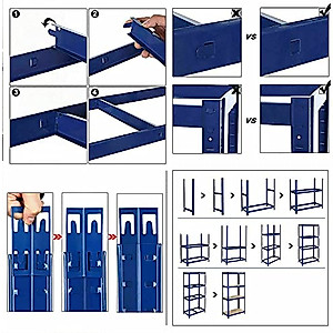 Yunlai 5 Tier Shelving for Garages and Sheds with MDF Boards 1653lb Load Capacity Racking Storage Shelving Unit Plug-in System Shelving Units for Storage Garage Shelving Units (59"x27.6"x11.8")