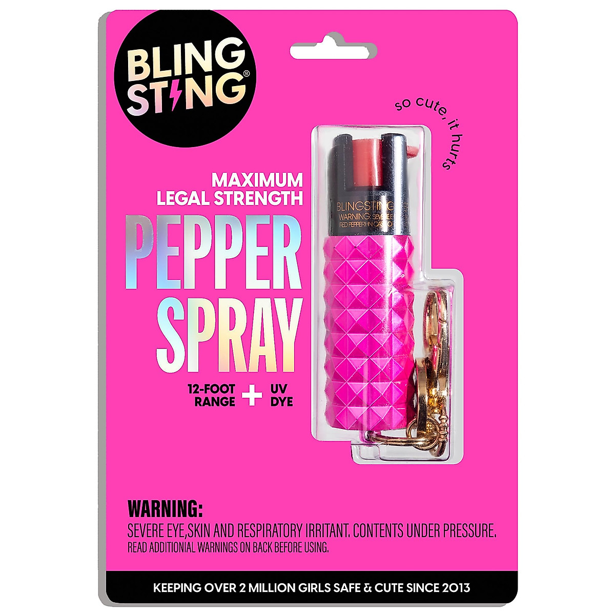 BLINGSTING Pepper Spray Keychain for Women Pink