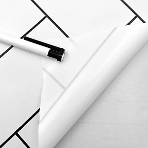 Yifasy Shelf Liner White Grid Black Lines Self-Adhesive Drawer Paper Industrial Style Wall Decor Furniture Sticker 118x17.7 Inch