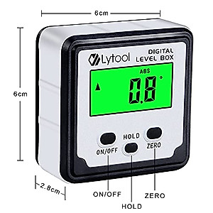 Digital Angle Finder Tool, Lytool Angle GaugeElectronic Level Tool with Bubble Level and Magnetic Base, Digital Inclinometer Angle Measuring Tool for Woodworking, Construction and Machinery