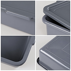Joyeen 13 Liters Plastic Bus Tray with Lids, Grey Commercial Bus Box Tote Box Set of 3