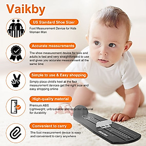 Vaikby Foot Measurement Device, Shoe Sizer Measuring Devices Ruler Sizer for Kids Adults, Buy Kids Shoes Online Simply with a Foot Measuring Device