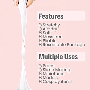 BOHS White Squishy Slime and Modeling Foam Clay, Soft Air Dry, for School Arts & Crafts Project ,1.1 Pound/ 500 Grams