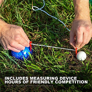 VSSAL Bocce Balls Sets 90mm for Family Backyard Bocci Games Beach Lawn Yard Kids, Set of 8 Polyresin Bochie Ball, 1 Pallino, Carrying Bag, Measuring Rope (Green/Yellow/Red/Blue, 2-8 Players)