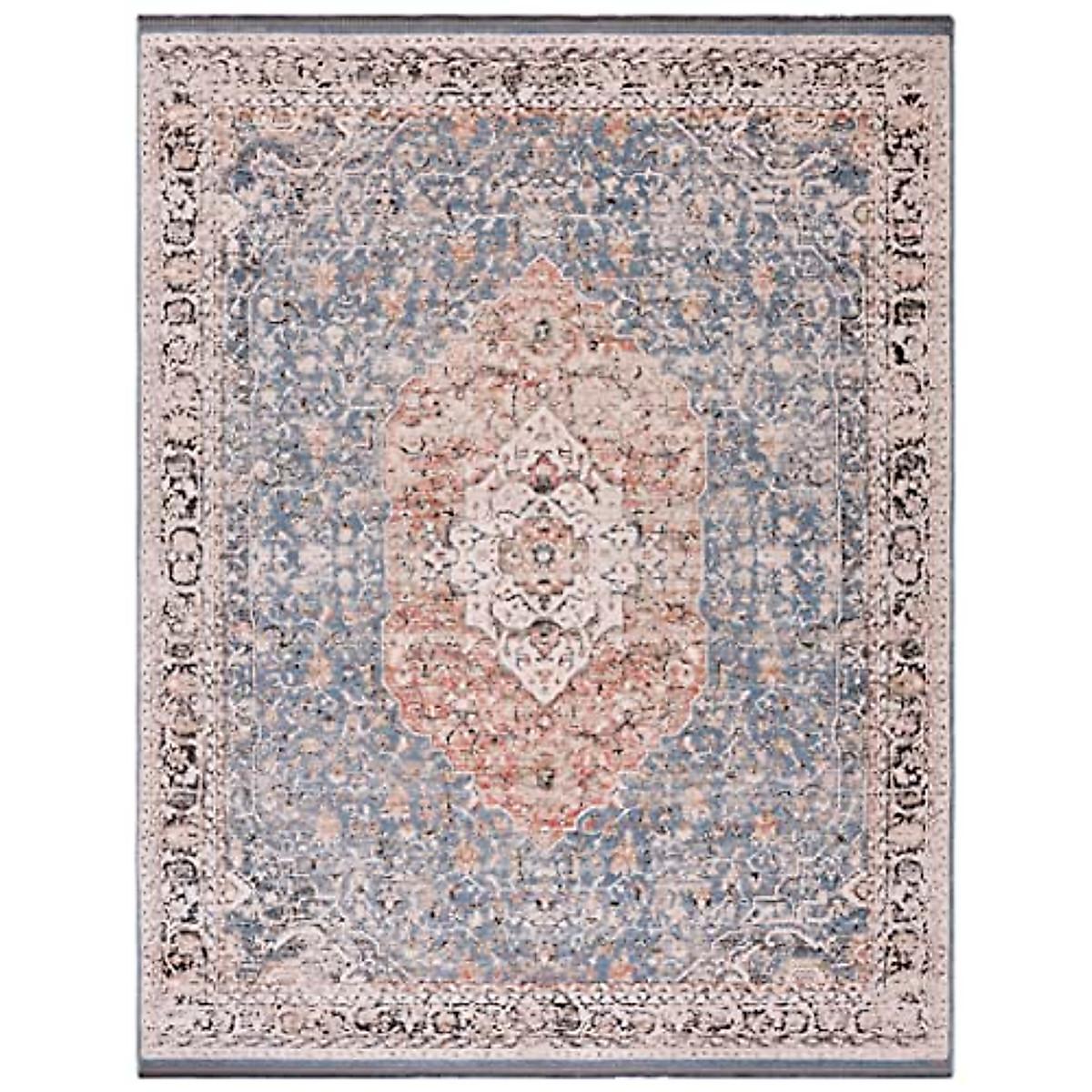 Safavieh Vivaldi Collection 9' x 12' Blue/Rust VIV565M Traditional Vintage Oriental Area Rug