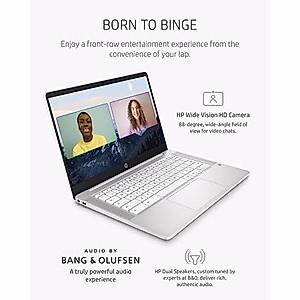 HP Chromebook 14 Laptop, Intel Celeron Processor, 4 GB RAM, 32 GB eMMC, 14” FHD (1920 x 1080) Chrome OS, Webcam & Dual Mics, Work, Entertainment, School, Long Battery Life (14a-na0170nr, 2021)