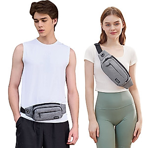 SINNO Large Fanny Pack for Men Women Belt Bag with 4-Zipper Pockets Waterproof Gifts for Running Sport Workout Hiking Travel Fashion Crossbody Waist Packs Phone Bag Purse Carrying All Phones