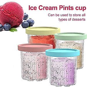 VRINO Creami Pints and Lids - 4 Pack, for Ninja Pints,24 OZ Ice Cream Containers with Lids Airtight,Reusable Compatible with NC500,NC501 Series Ice Cream Makers