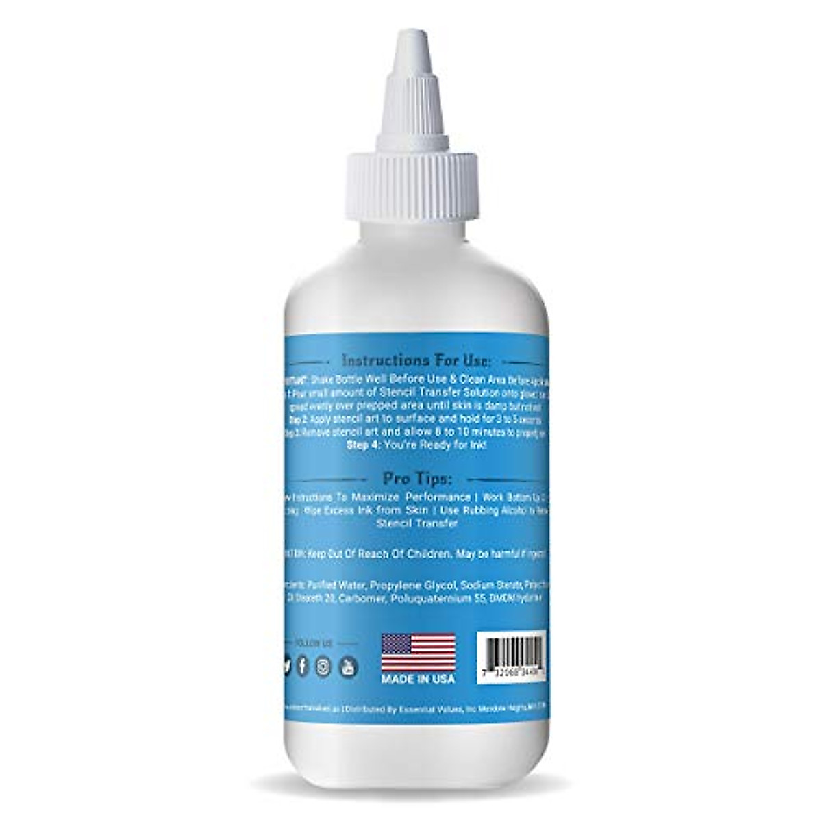 Tattoo Transfer Gel Solution (8 fl oz) Tattoo Stencil Gel For Sharp, Dark & Clean Stencils - Tattoo Transfer Liquid Designed To Last All Day
