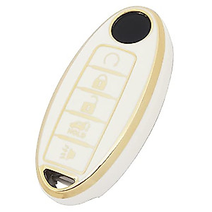 vurbemes 360 Degree Soft TPU Protector Key Fob Cover Case Compatible with Infiniti JX35 Q50 Q60 QX56 QX60 QX80 for Nissan Altima Murano Pathfinder Maxima Armada Rogue Key Fob (White)