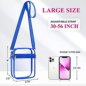 Mossio Clear Crossbody Bag Stadium Approved, Transparent Messenger Shoulder Bag for Concert, Beach, Travel & Sporting Blue