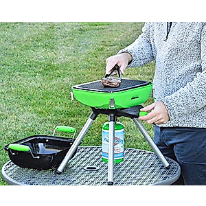 Flame King YSNVT-301 Multi-Function Portable Propane BBQ Grill Camp Stove, 8000 BTU 9.5 x 12 Inch Cooking Surface, Light Green/Black