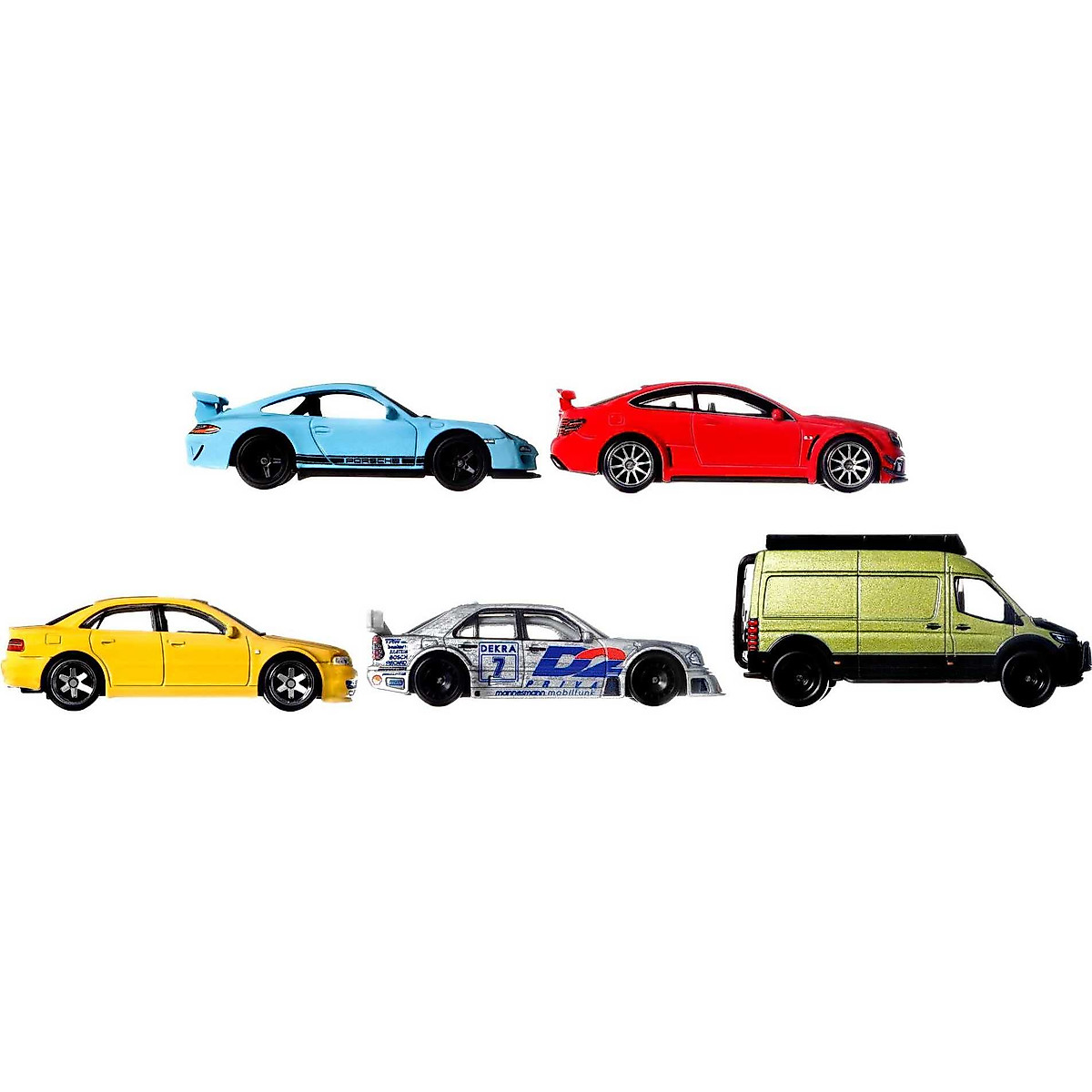 Hot Wheels Premium Car Culture Deutschland Design Container Set, 5-Pack of German 1:64 Scale Vehicles, New & Vintage, for Adult Collectors