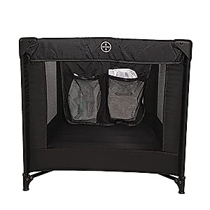 Pamo Babe Portable Crib Baby Playpen with Mattress and Carry Bag (Black)