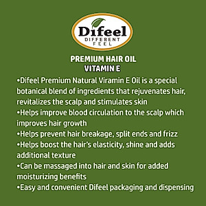 Difeel Premium Natural Hair Oil - Vitamin E Oil 2.5 ounce