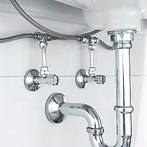 Vataler Faucet Line Connector Braided 304 Stainless Steel Supply Hose 1/2" I.P. Female Thread to 1/2" I.P. Female Straight Thread Faucet Hose Replacement (One Pair)