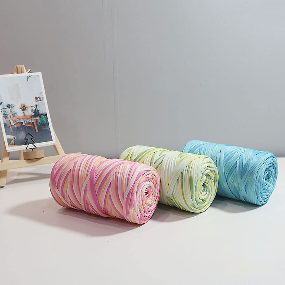 T-Shirt Yarn 160 Yards Knitting Yarn Fabric Crochet Cloth Colorful Tshirt Yarn for Crocheting Beginners DIY Hand Craft Bag Blanket Cushion Projects