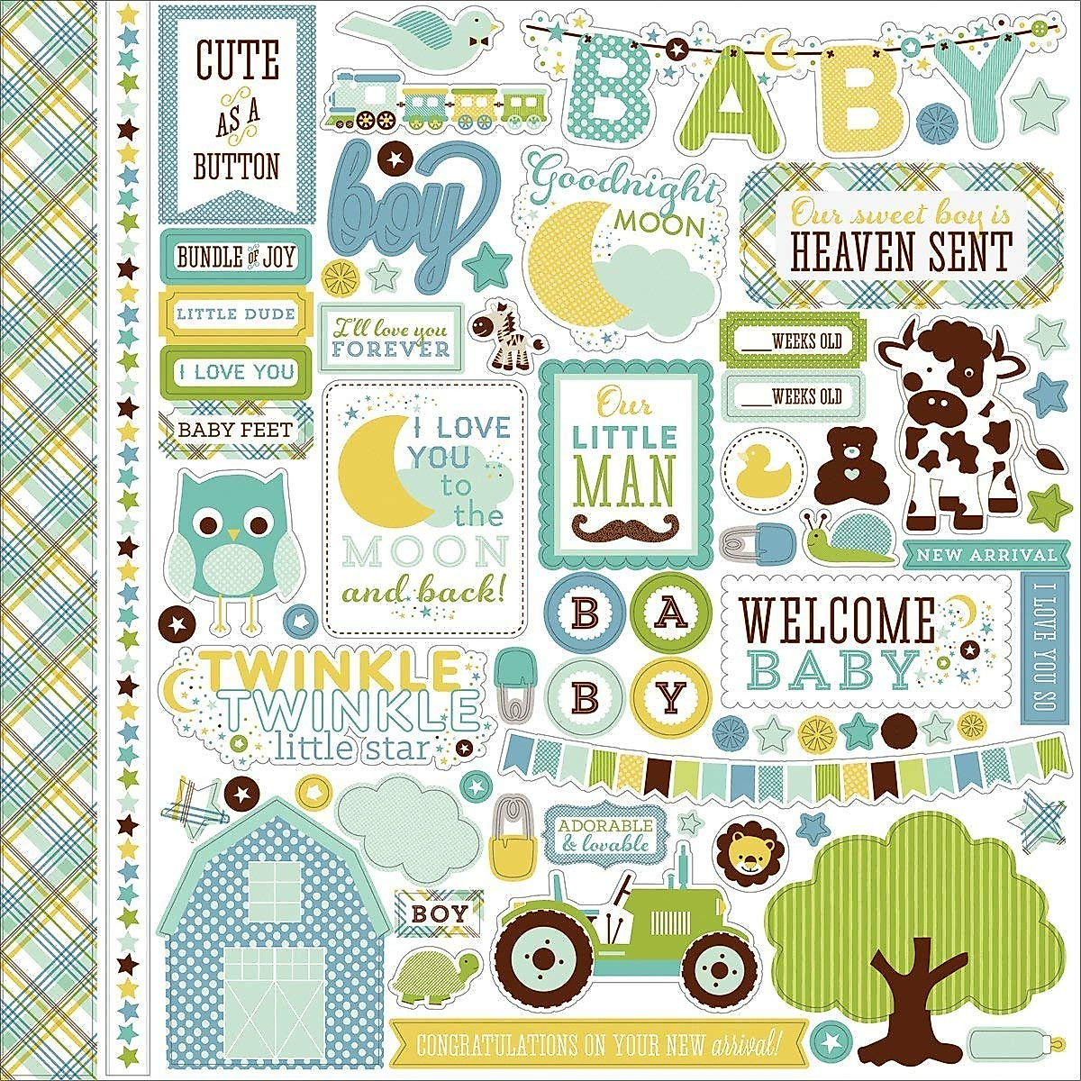 Echo Park Paper Company Bundle of Joy Boy 2 Collection Kit, Green, 12-x-12-Inch