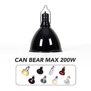 REPTI ZOO 8.5 inch Reptile Light Fixture 200W 2 in 1 E26 Base with Removable Ceramic Socket with On Off Toggle Switch in Black,Aquarium Dome Reptile UVB Light Socket Fixture (without Bulbs)