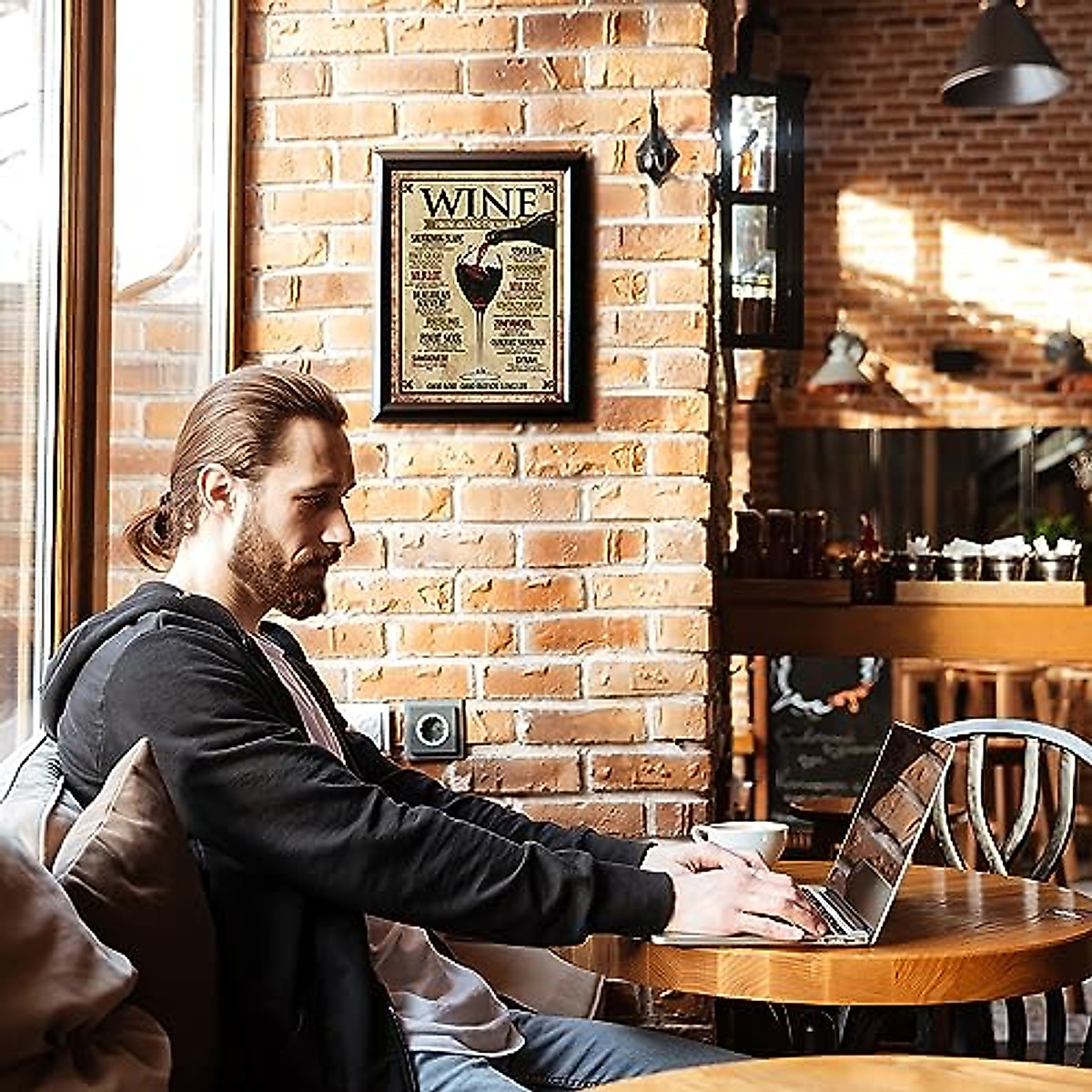 Wine From Around the World- Vintage Bar Wall Decor Sign, Typographic Wall Art Wine Glass & Bottle Photo Print. Perfect For Kitchen Decor, Dining Room Decor. Great Gift for Wine Lovers! Unframed-11x14"