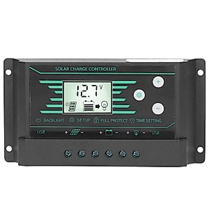 Z10/ Z20/ Z30 Solar Controller, Solar Panel Regulator Dual USB Solar Battery Regulator Solar Regulator PWM, 30A 12V/24V for Lamp(z10)