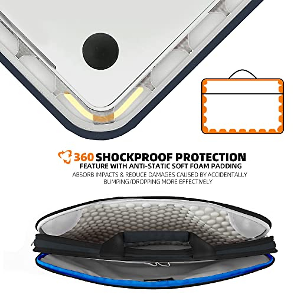 dujp 15.6 inch Slim Laptop Sleeve Bag Protection Shockproof Notebook Computer Carrying Case with Shoulder Strap Compatible with ASUS/DELL/Lenovo/ACER Notebook Blue