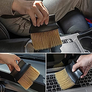 Auto Interior Dust Brush, Car Cleaning Brushes Duster, Soft Bristles Detailing Brush Dusting Tool for Automotive Dashboard, Air Conditioner Vents, Leather, Computer,Scratch Free