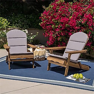 Noble House Malibu Wood Adirondack Chair with Cushion (Set of 2) Natural/Gray
