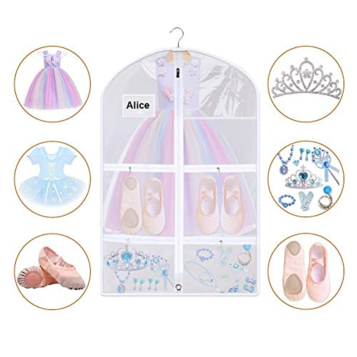 3 PCS Garment Bags, Garment Bags for Dance Costumes, 50 Inch Garment Bags for Hanging Clothes with 7 Zipper Pockets, Garment Bags For Travel Storage, Dance Garment Bags for Dancers, Clear Garment Bag