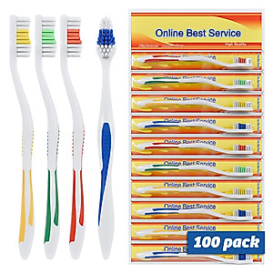 Online Best Service 100 Pack Toothbrush Standard Classic Medium Soft Individually Wrapped