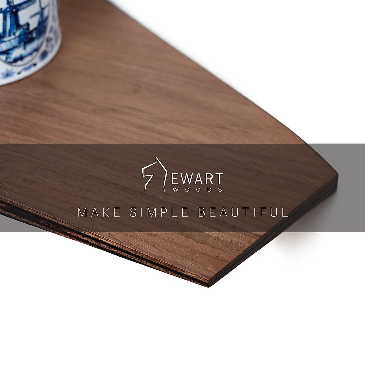 EWART WOODS Corner Shelf of Oak Wood, Floating Wall Plant Shelves, Indoor Unit for Small Spaces, Bedroom Bookshelf, Wall Mount Shelving, Walnut Ledge (Walnut)