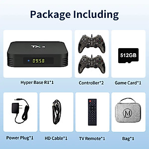 Retro Game Console 512G, Emulator Console Compatible with 76 Emulators, 4K Video Game Console with Dual System, Portable Game Console with 2 Controller, Support 4 Game Palyer, Gift for Friends