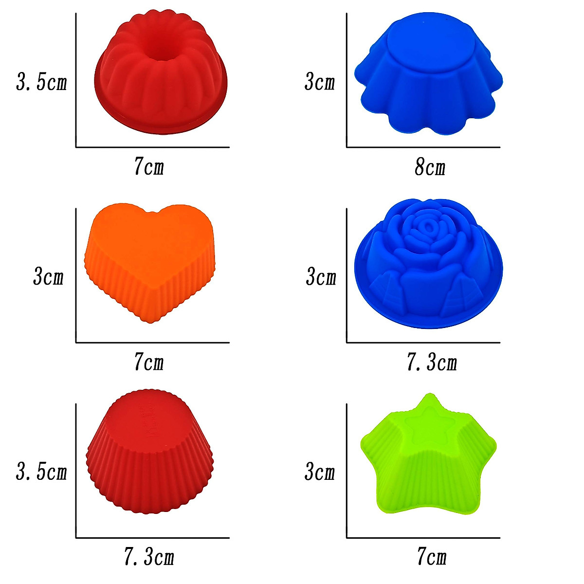 Silicone Molds Silicone Cupcake Baking Cups Silicone Flower Molds Silicone Donut Baking Pan Set Nonstick Silicone Donut Mold Oven- Microwave- Dishwasher Safe（24 pieces ）