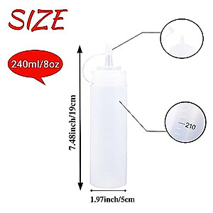 Anyumocz 12 Pack 8 oz Plastic Squeeze Bottles Multipurpose Squirt Bottles for Ketchup,Condiments,BBQ Sauce,Dressing,Barbecue,Grilling,Crafts,Syrup and More