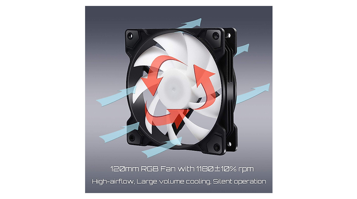 upHere 120mm RGB LED Case Fan - Quiet, Bright & Adjustable Colors