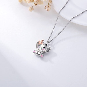 Lucky Elephant Cremation Butterfly Urn Necklace for Ashes 925 Sterling Silver Human Fur Keepsake Memorial Locket Holder Jewelry Gift for Women