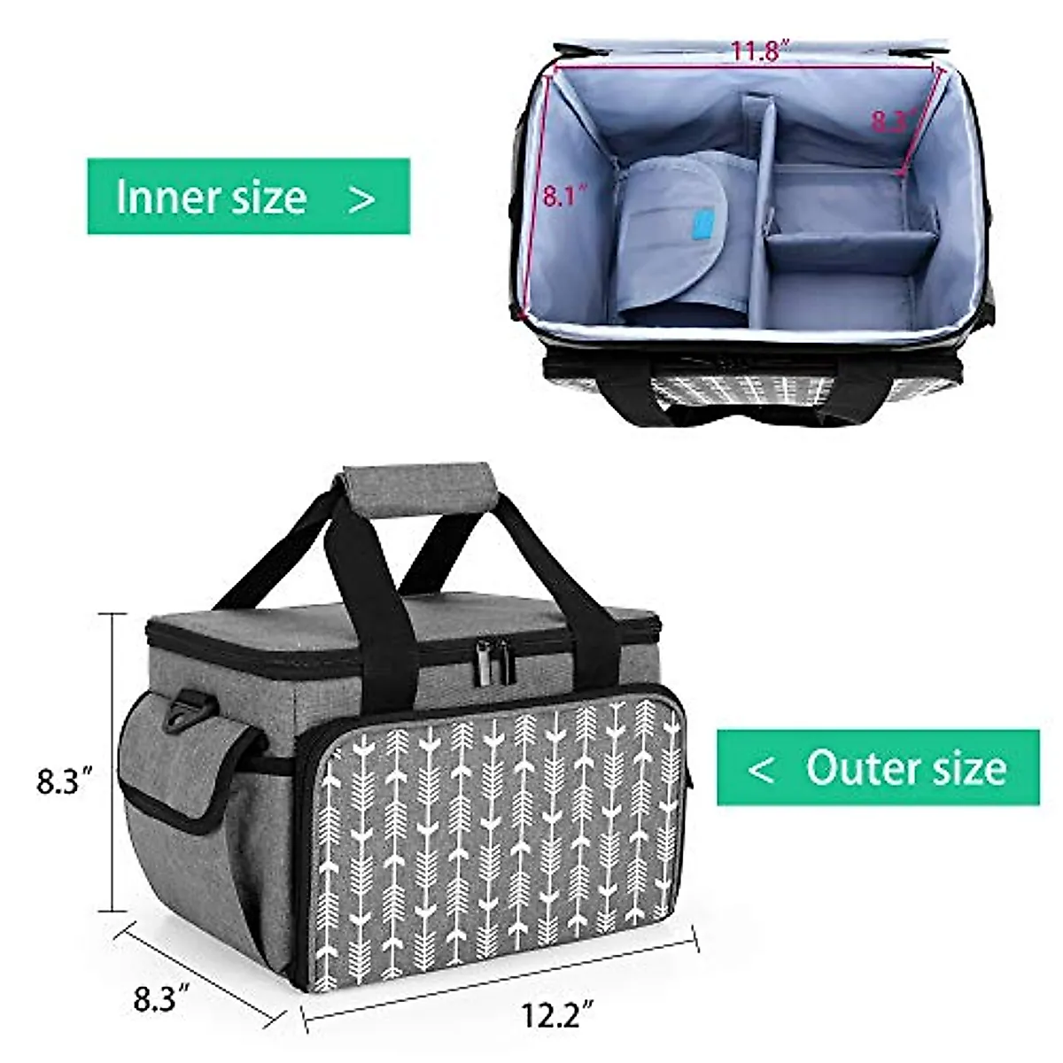 YARWO Carrying Case Compatible with Cricut Joy and Easy Press Mini, Storage Bag for Craft Pens and Other Tool Set, Gray with Arrow