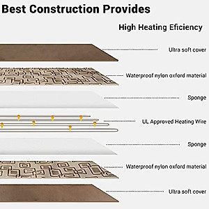 ZXU Pet Heating Pad, Electric Cat Heat Pad with 8 Heat Setting,1-12 Hour Auto Shut Off Timer,Stay On Function,Adjustable Heated Cat Bed with Removable Cover,Dog Heating Pad,Indoor (18" x 22")