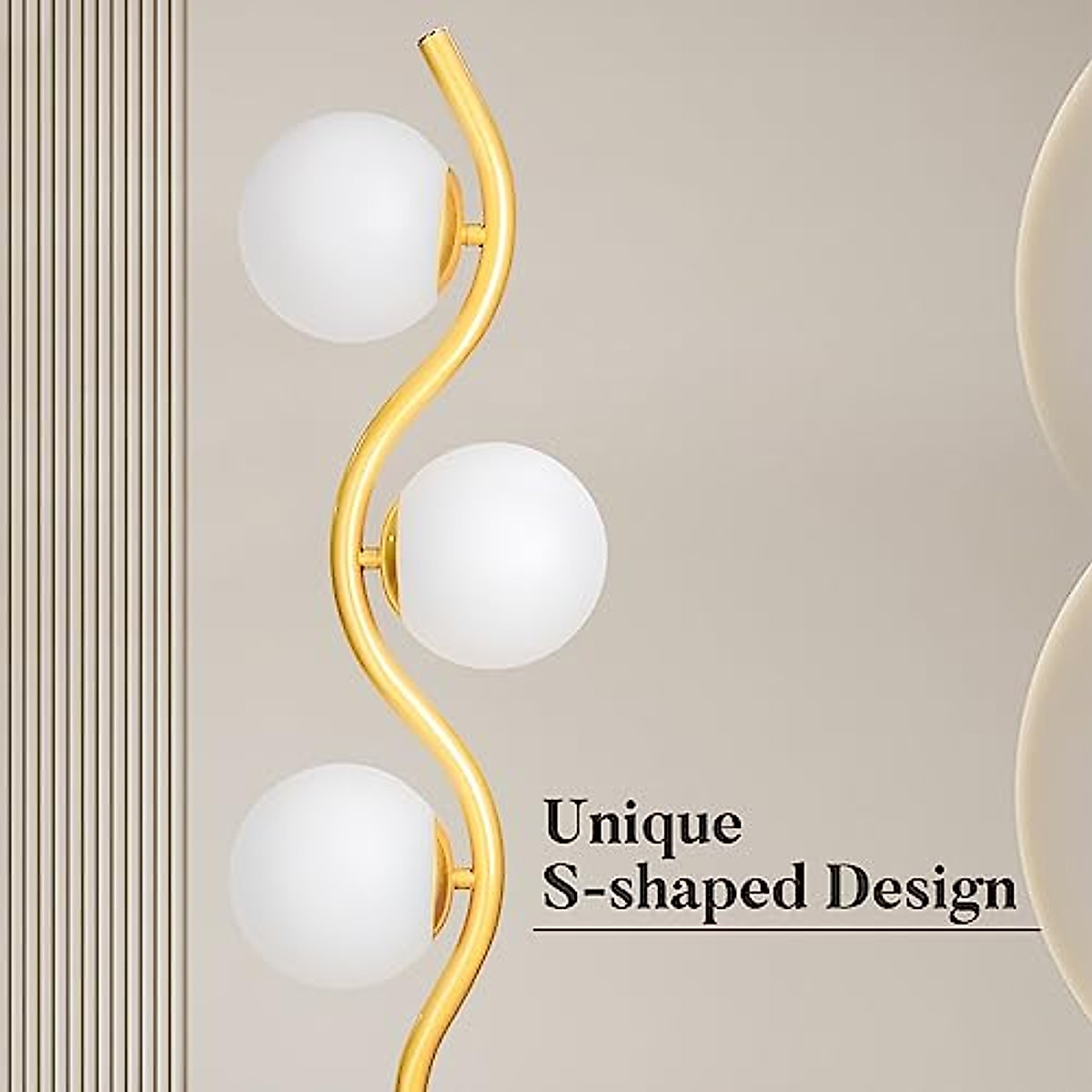 bulbeats Dimmable Gold Floor Lamp, 3 Globe Tall Standing Lamps for Living Room with 3PCS 3000K G9 Bulbs, Frosted Shades, Mid Century Modern Floor Lamp for Bedroom Office Home Decor