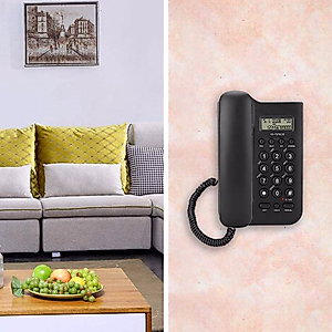 Corded Telephone, Landline Wall Pone Desktop Wired Handset Telephone with Caller ID, Calls Display for Office Home Hotel (White)