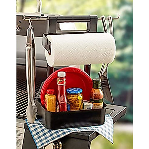 Mr. Bar-B-Q Adjustable Grilling Caddy | Store all your Grilling Accessories in One Place | Roller Towel Holder | Reduce Mess While Grilling