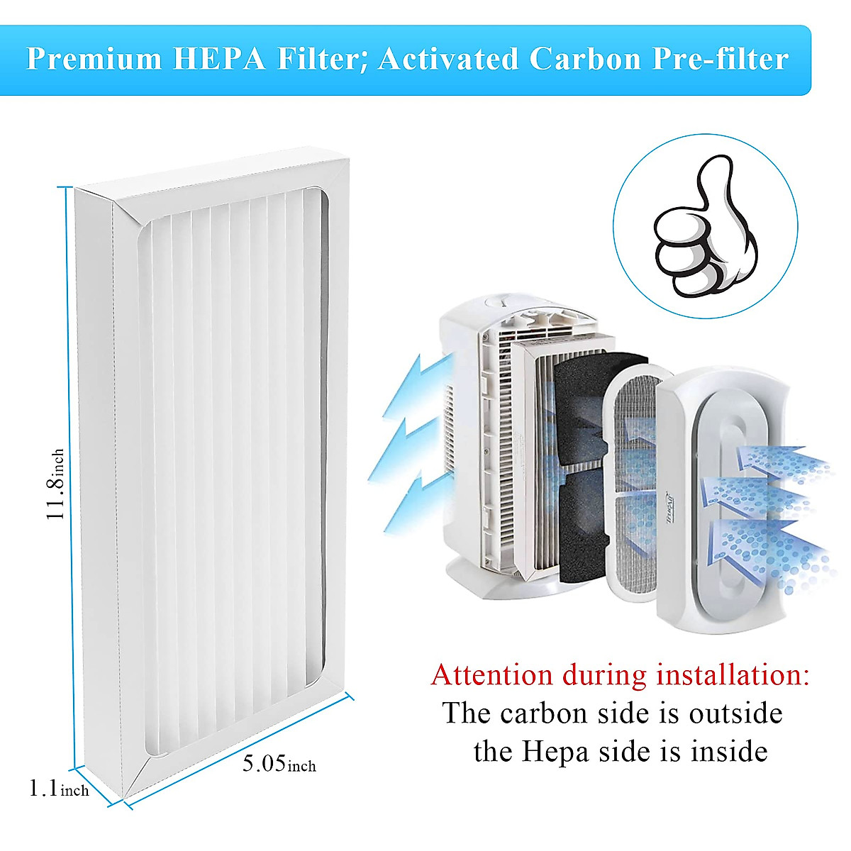 Ximoon 04383 TrueAir Filters Replacement Hamilton Beach 04384/04385 / 04386 True Air Purifier Part 990051000, Include 2 HEPA Filters & 4 Carbon Filters - 2 Sets