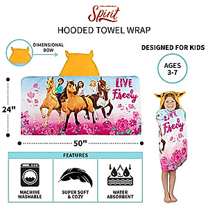 Franco DreamWorks Spirit Kids Bath Hooded Towel Wrap, 24 in x 50 in